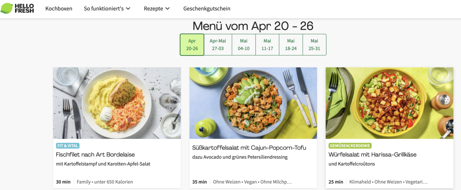 HelloFresh-Rezepte: Auswahl und Ernährungsformen - kochbox.net