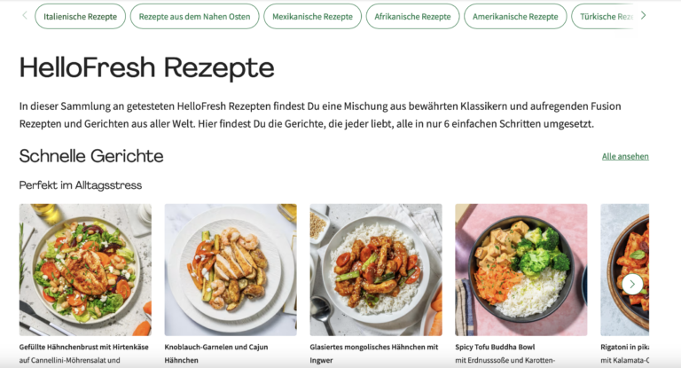 HelloFresh-Rezepte: Auswahl und Ernährungsformen - kochbox.net